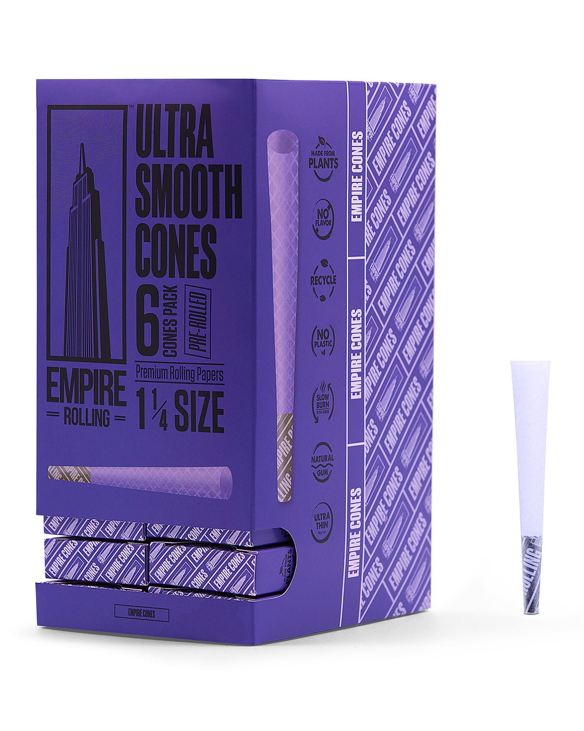 UltraSmooth Purple Cones – 6 Count | 1.25 Size Colored Pre-Rolled Cones